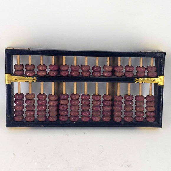 Accents | Vintage Wood Brass Abacus Chinese Calculator 13 Columns 91 ...
